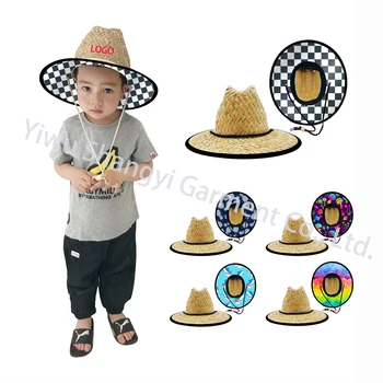 Custom Natural Grass Checkered Racing Flag Uv Protection Kid Lifeguard ...