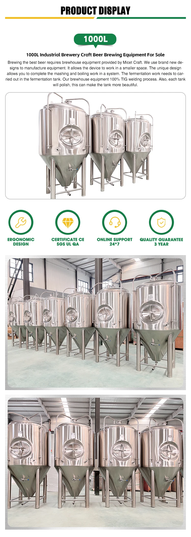 1000l Stainless Steel Conical Fermenter Wine Making Machine Beer ...