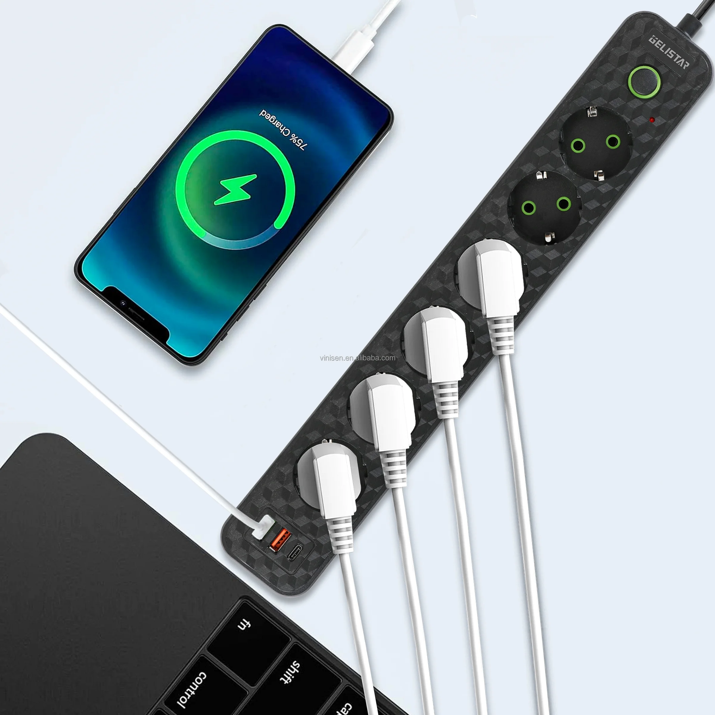 Russian 6 Way Extension Socket EU Power Strip Usb c Electrical ...