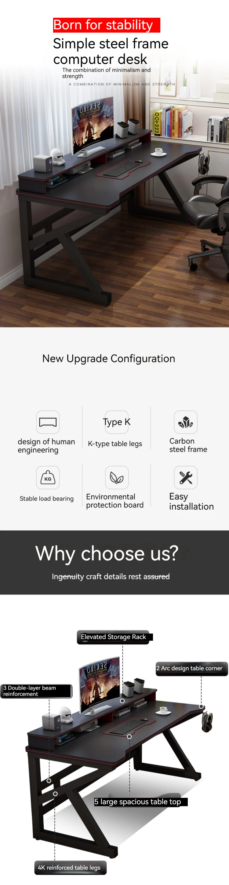 Fiberboard Surface.rgb Gaming Gaming Desk Suitable For Desks For Home Work Desks For Playing ...