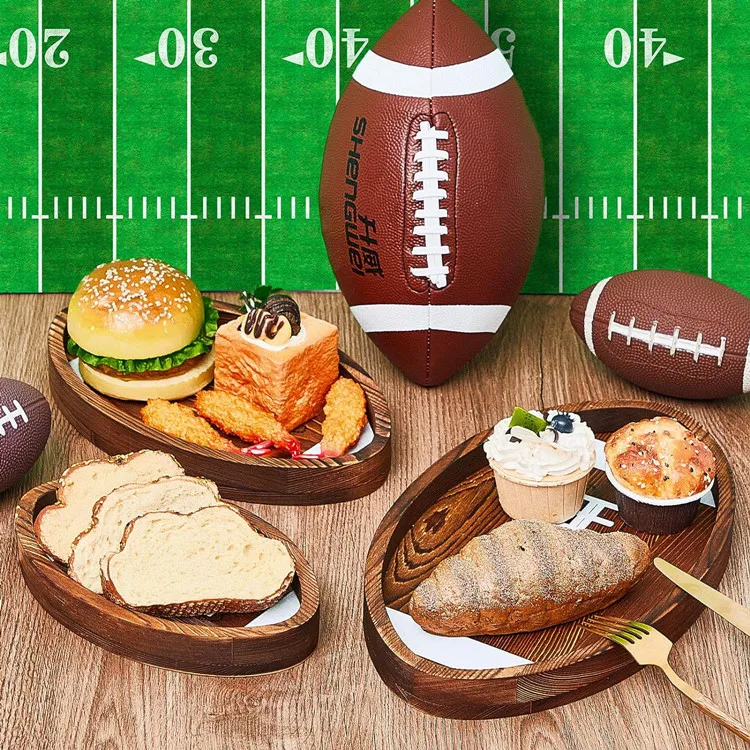 Luxury Custom Wooden Football Shape Plates Set 3 Pcs Pack Wooden ...