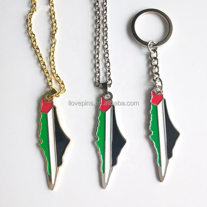 Palestine Map Flag Key Chain Nickle Plating Soft Enamel Finish Stamping ...