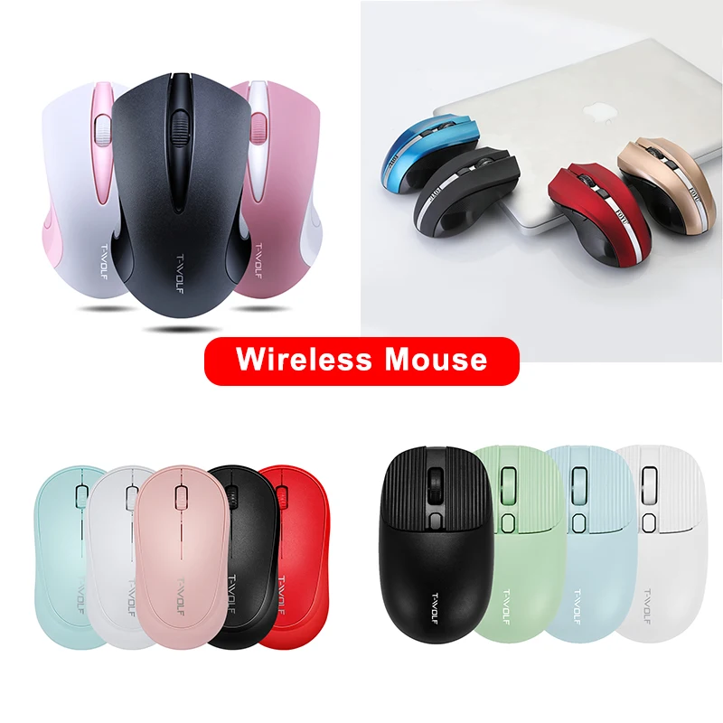 T-WOLF Q4 Wireless Mouse - 1200 DPI, Multi Color, Ergonomic