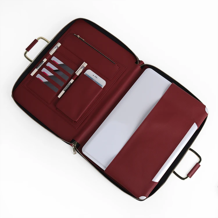 Luxury Real Leather Laptop Bag - Navy Computers Trolley