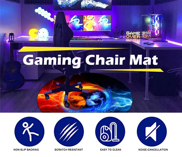 Anti Slip Home Office Under Desk Mat Round Polyester Gaming Chair Mat ...