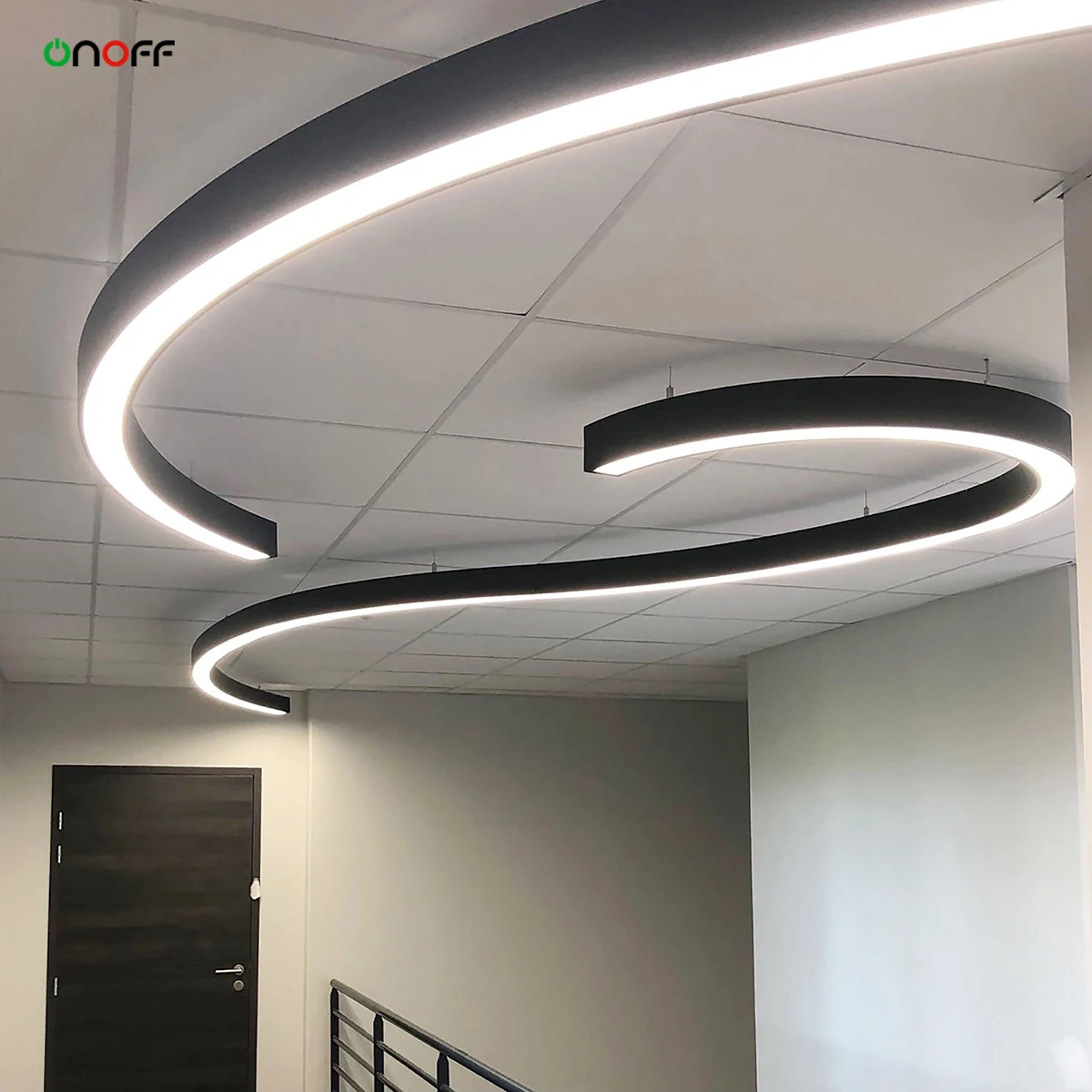 Modern S Shape Linear Pendant Light Hanging Aluminum Arc Linear ...