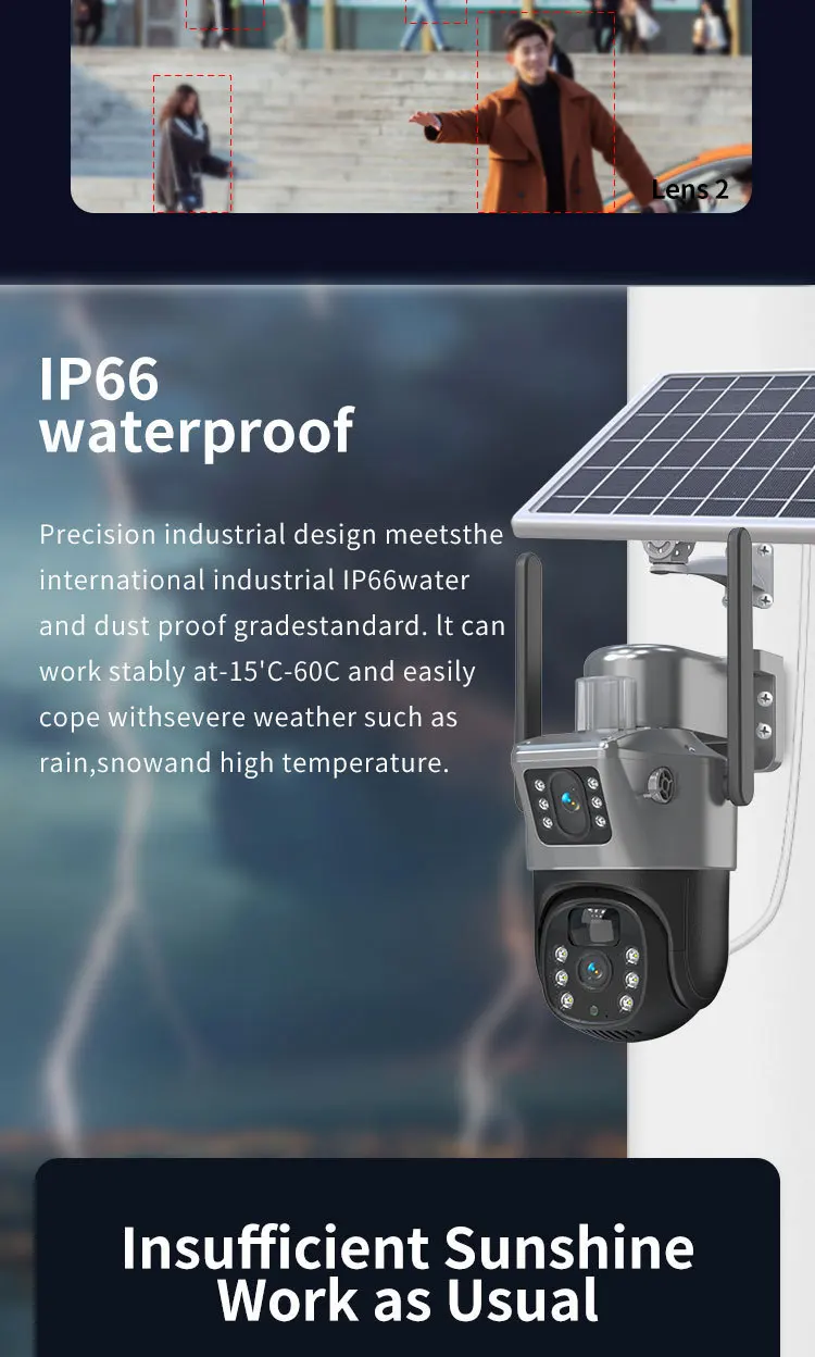 Three Eyes 4g V360 Solar Monitor 360 Degree Mobile Phone Remote Outdoor ...