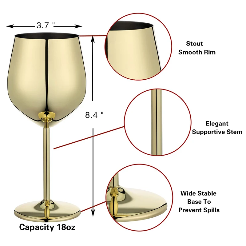 Custom Stemmed Metal Wine Glass Unique Wine Goblets Stainless Steel ...