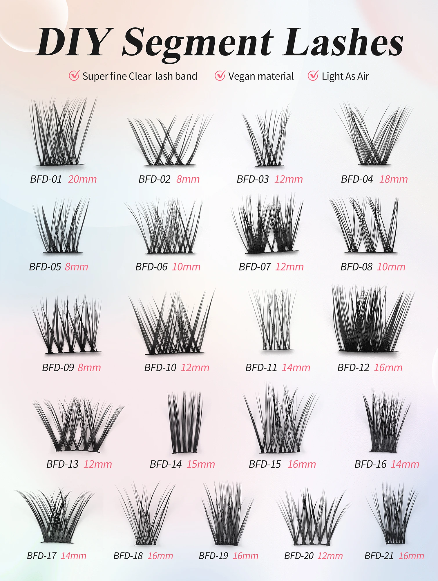 New Coming Cluster Lashes Pre-Bond Press-On Diy Lashes Extension Kit ...