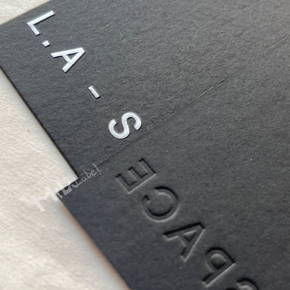 Custom Matte Paper Hang Tag With Embossed Logo Swing Ticket With Black ...