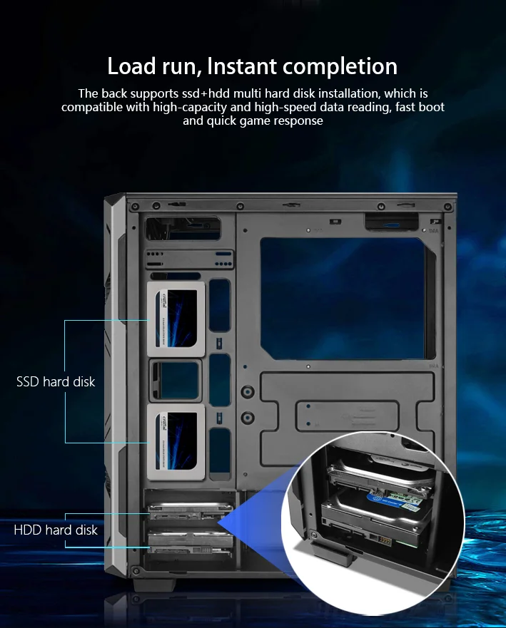 Computer Cases & Towers ATX Case Tempered Glass Side Plate Computer ...
