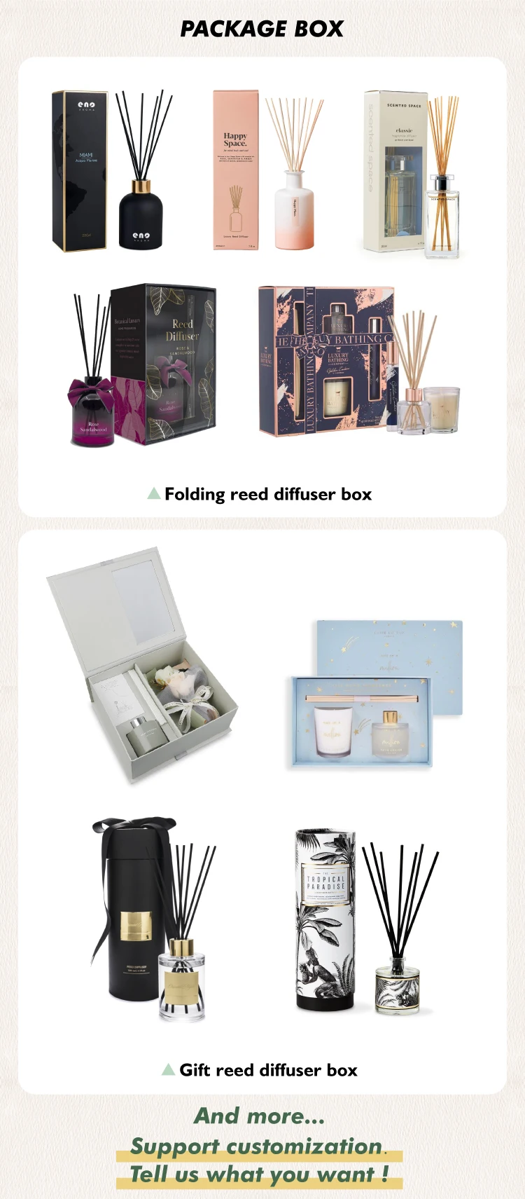 Home Air Fresheners Custom Gift Package 100ml Reed Diffuser With Wooden ...