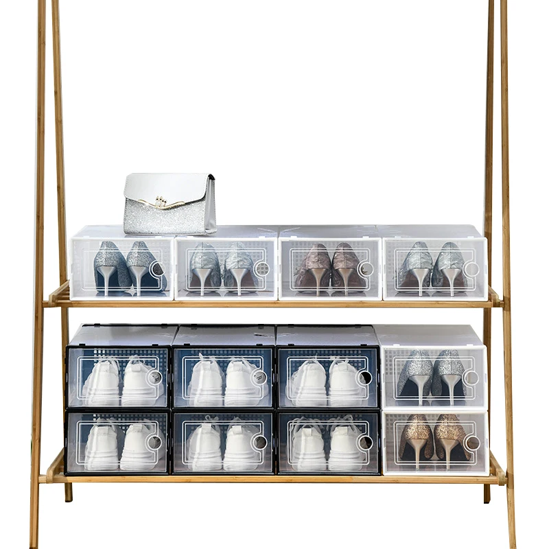 Plastic Simple Flip-top Combination Shoe Cabinet Home Dormitory Magnetic Absorption Box Non ...