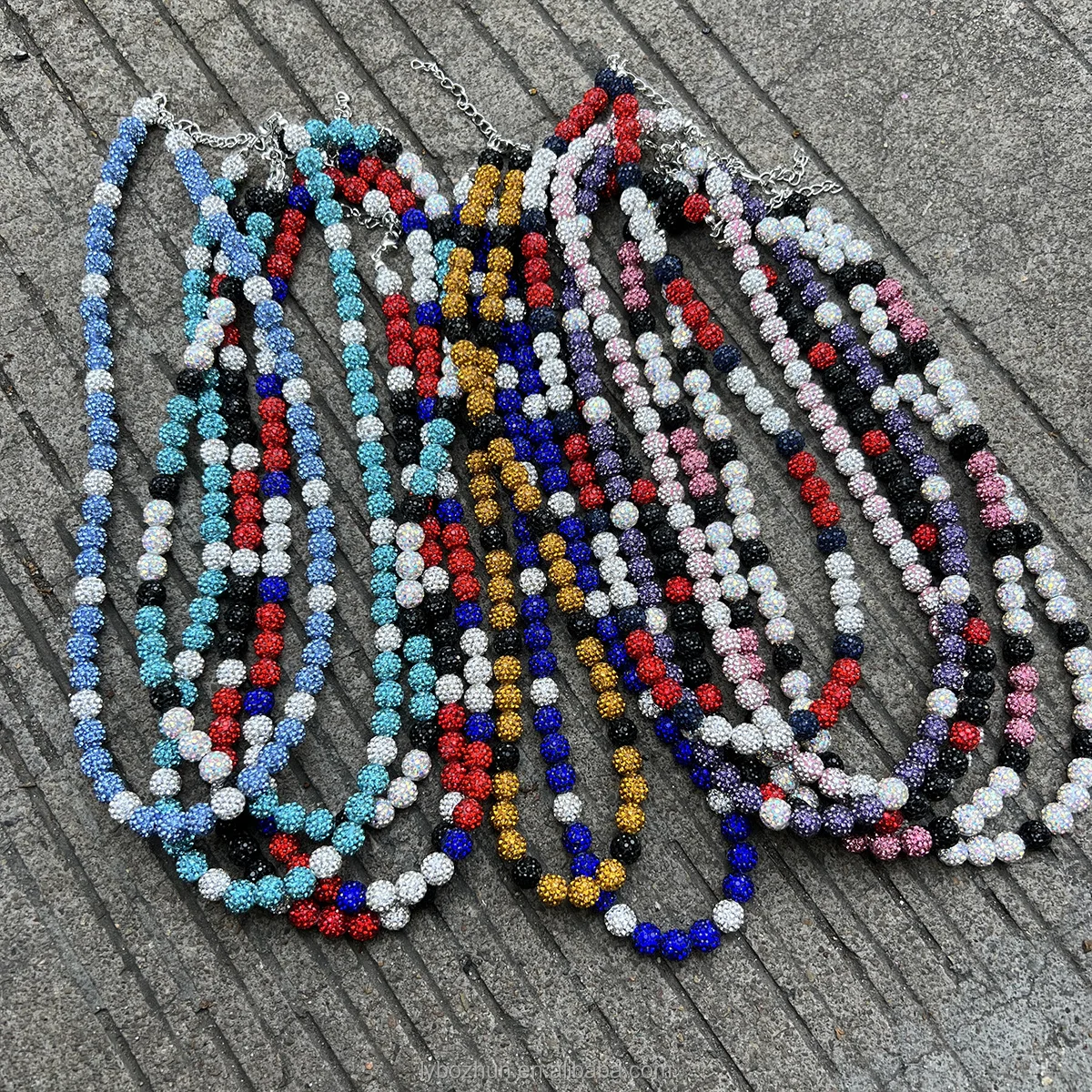 Rhinestone Baseball Inspired Beaded Necklace - Discoball