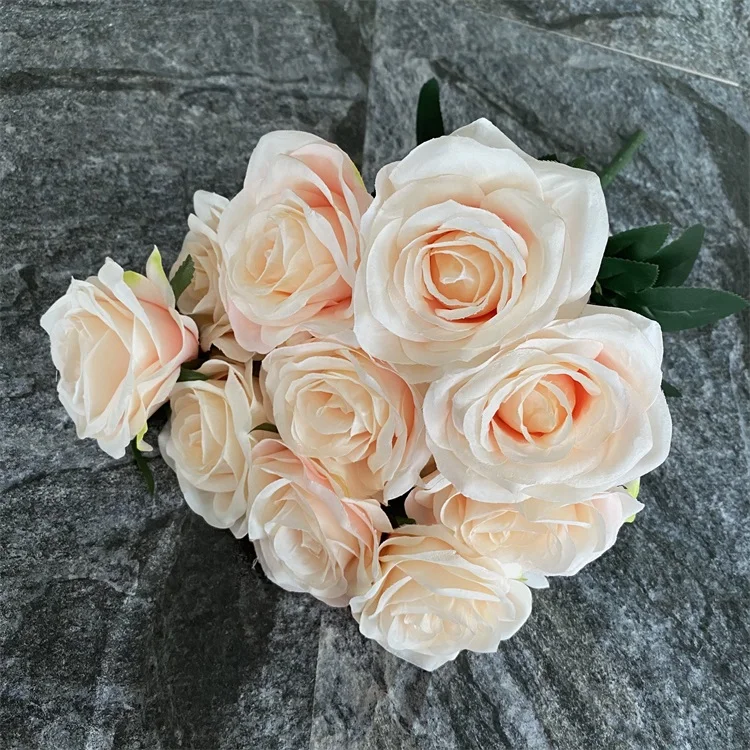 10 Big Roses - Silk Flowers Artificial Bunch for Occasions