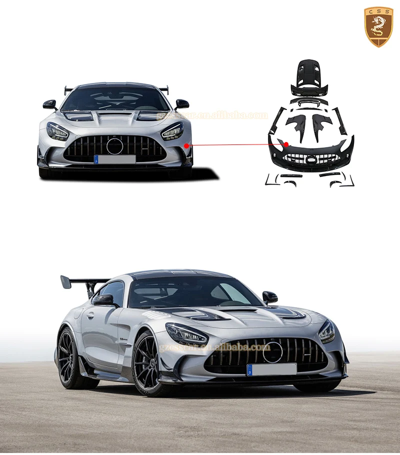 Car Body Kit Bumper Lips Black Series Style Rear Spoiler For Amg Gt Gts ...