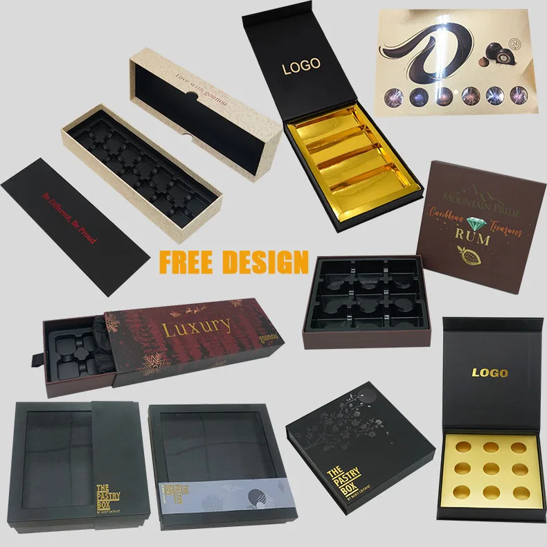Custom Logo Lid And Base Drawer Paper Insert Empty Caja Chocolate Bar Packaging Design Paper ...
