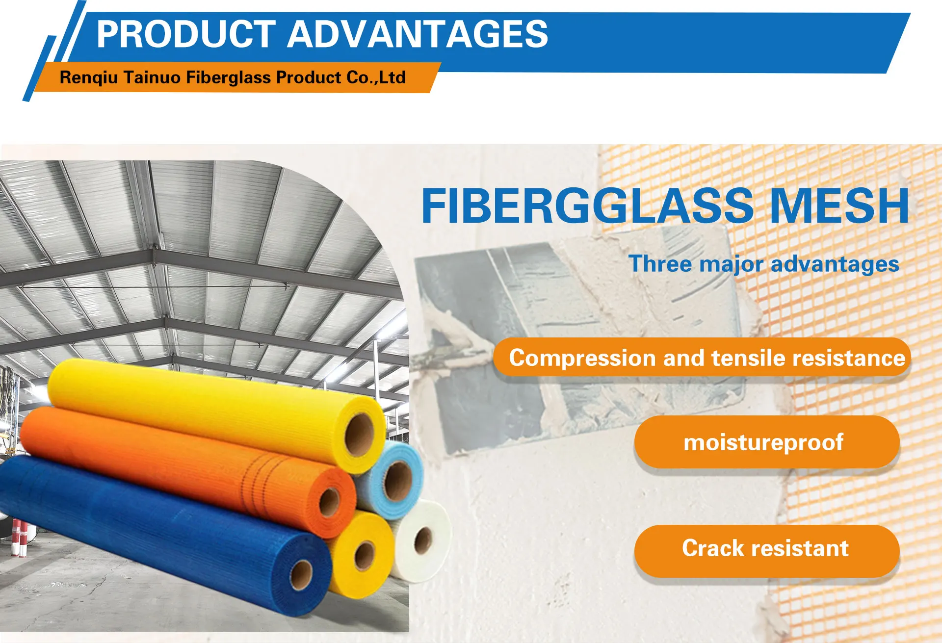 TAINUO Fiberglass Mesh - Durable Wall Plaster Reinforcement