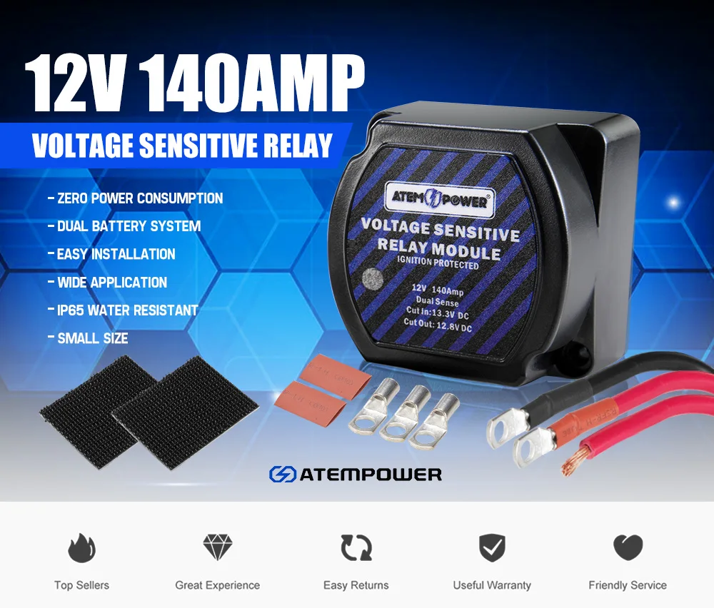 Atem Power Voltage Sensitive Relay 12v Vsr Isolator 140a Dual Battery ...