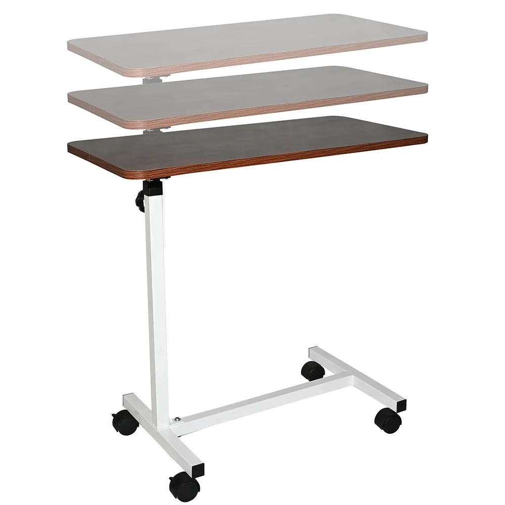 Overbed Table Adjustable Overbed Bedside Table With Wheels for Hospital ...