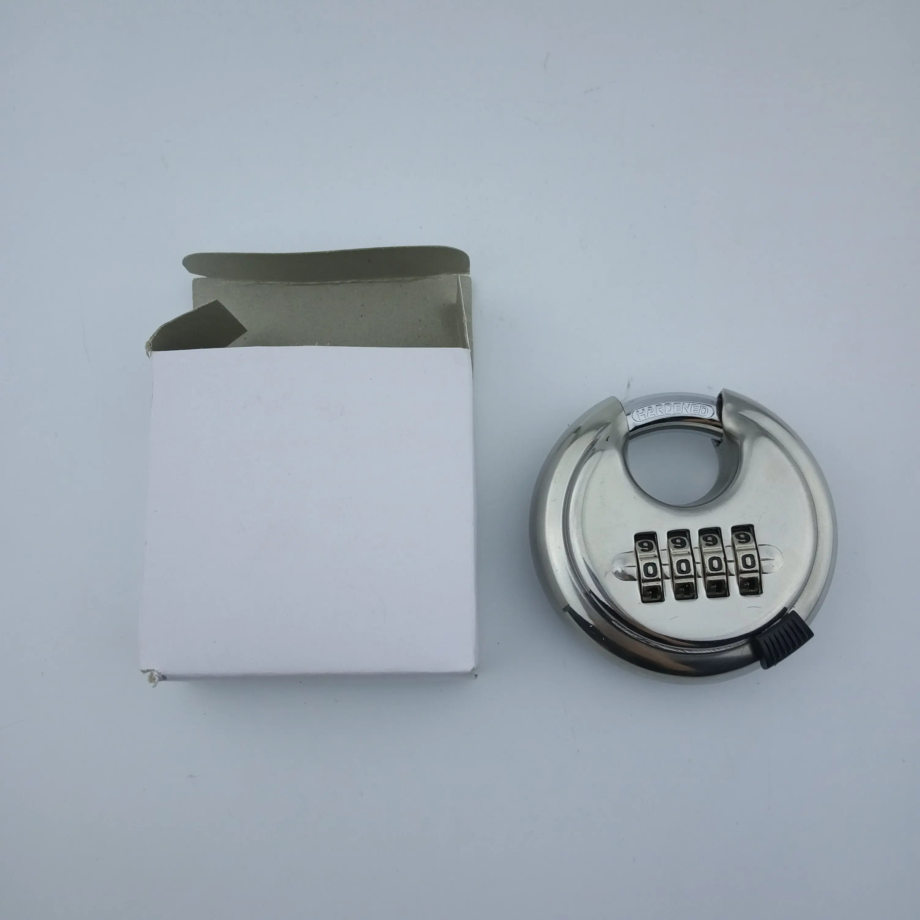 Stainless Steel Round 4 Digit Discus Lock Resettable Hardened Keyless ...