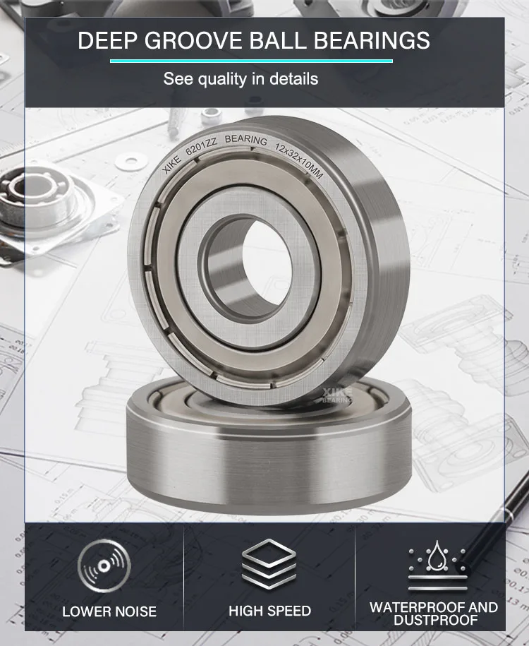 Double Metal Seal 6201ZZ Ball Bearing - Stable & Cost-effective