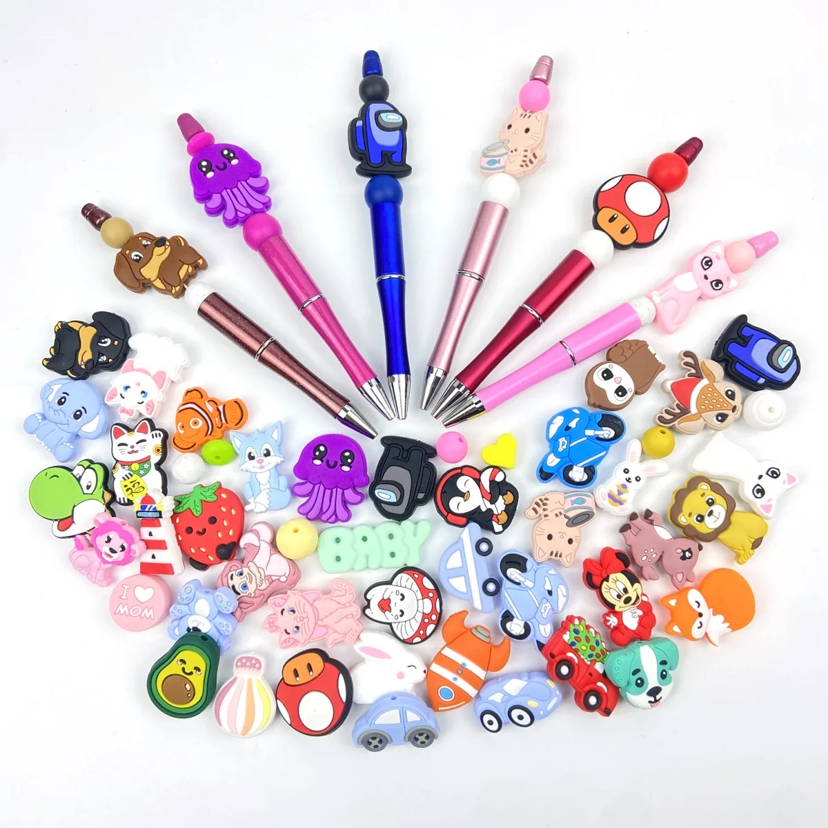 Newest Character Silicone Charms Focal Beads for Beadable Pen BPA Free ...