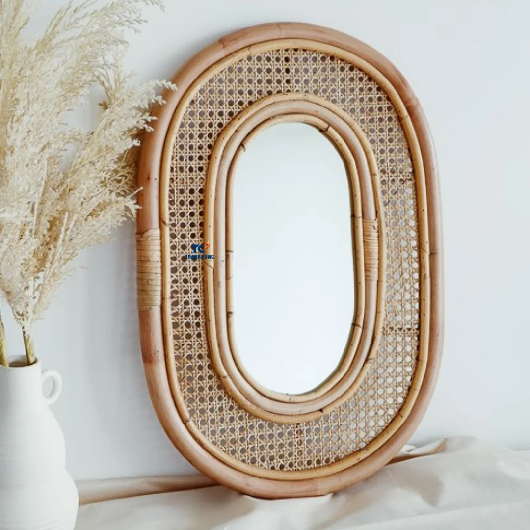 2023 Decorative Natural Mirrors Rattan Homeware Straw Mirror Low Cost ...