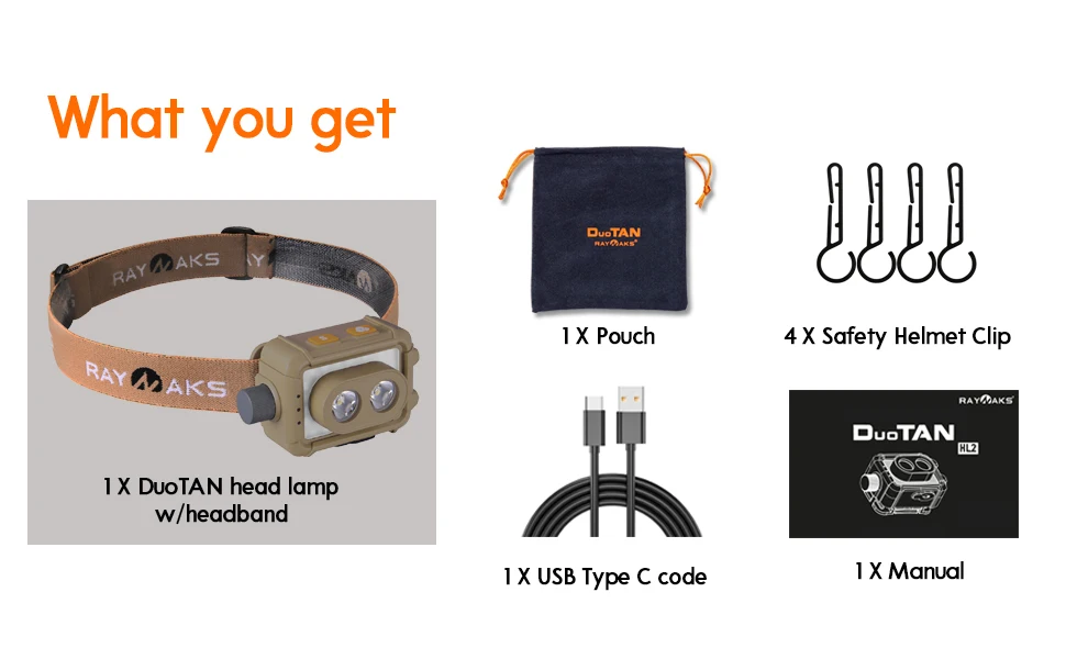 Raynaks P9x2led Headlamp Duotan Hl2 Rechargeable Usb Type-c Easycontrol ...