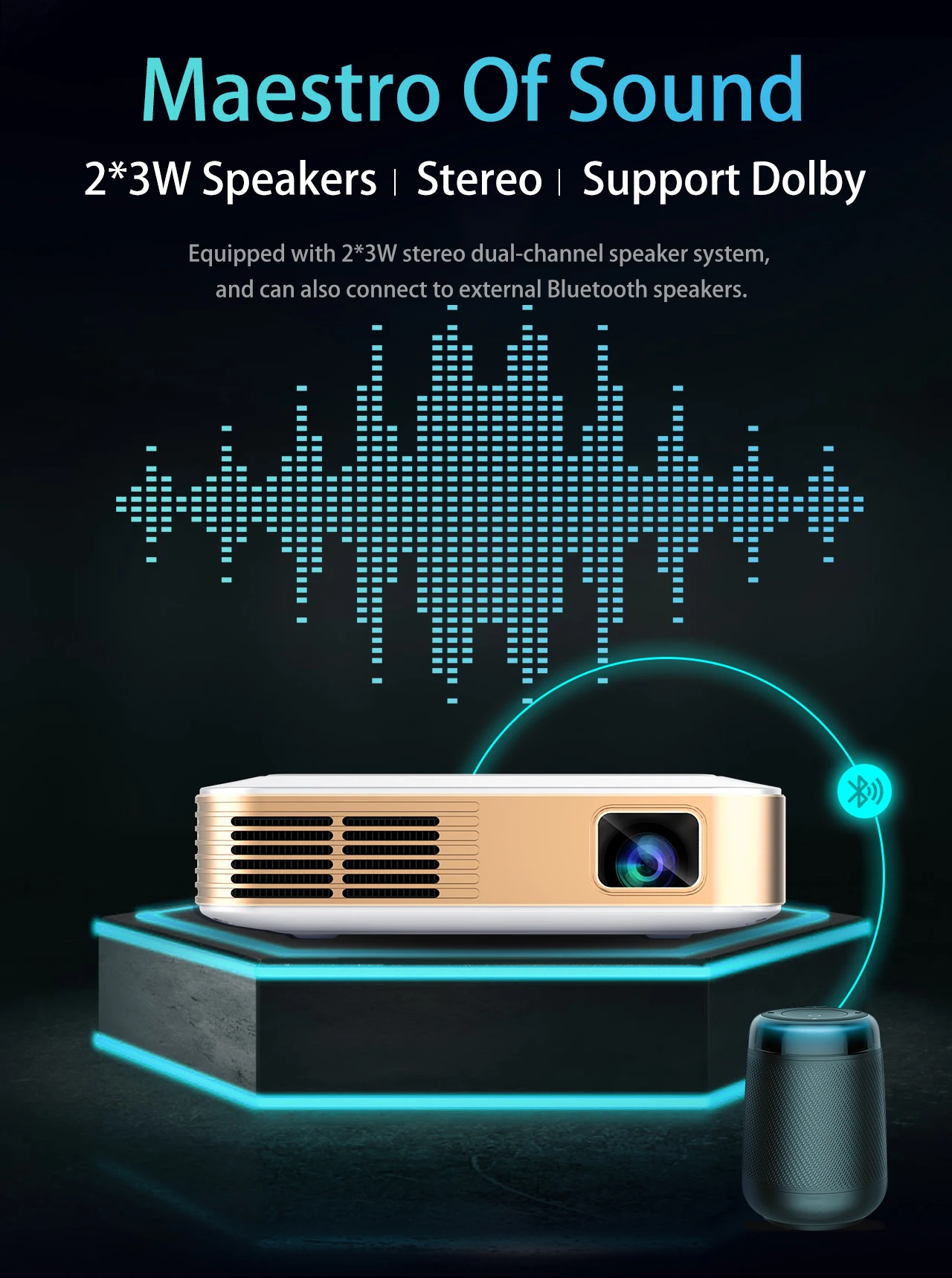 Portable Tiny Projector Home Theatre Built In Battery Projector 4k ...