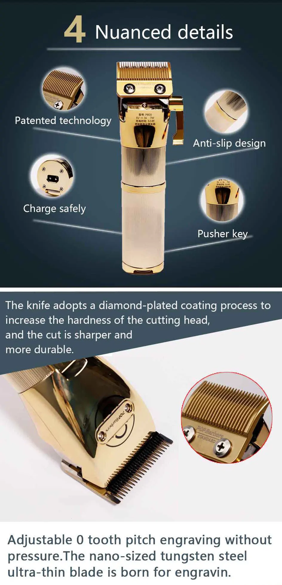 Barber Clippers Professional Salon Gold Hair Cutting Machine Pop ...