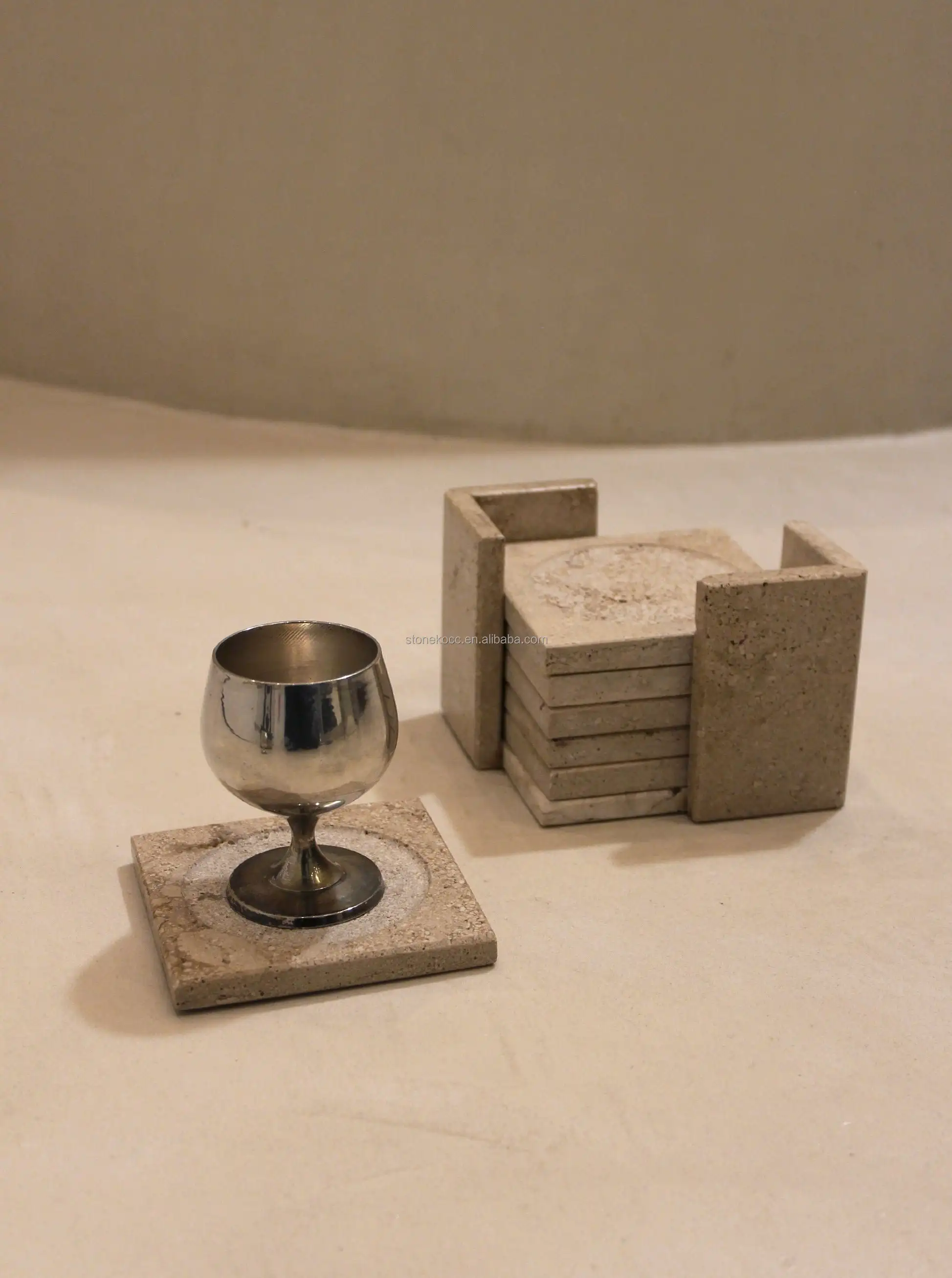 Stonekocc Square Travertine Set Calacatta Viola Coasters Italian ...