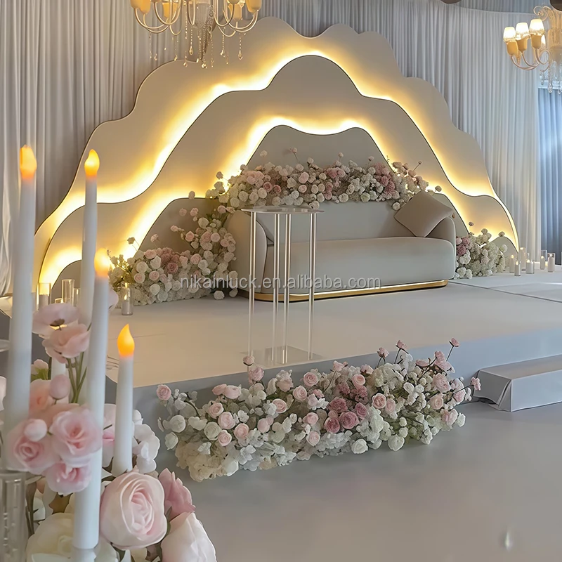 NIKA New Simple White Backdrop Board Wedding Stage LED Light up Acrylic ...