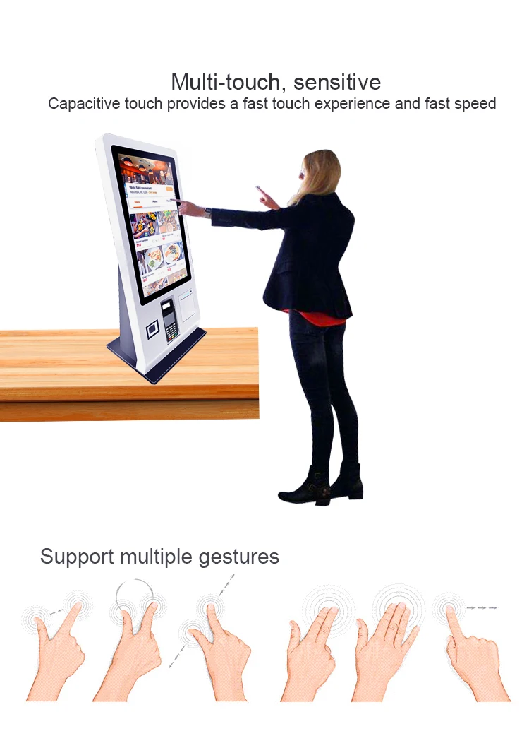 Desktop 15.6" 24 Inch Self Payment Machine for Fast Food