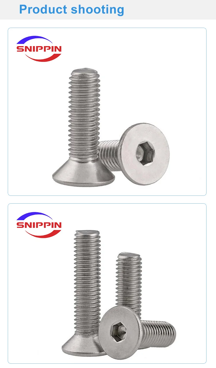 304 A2 Stainless Steel Din7991 Hexagon Hex Socket Head Flat Countersunk Allen Bolt Screw M1.6 M2 ...