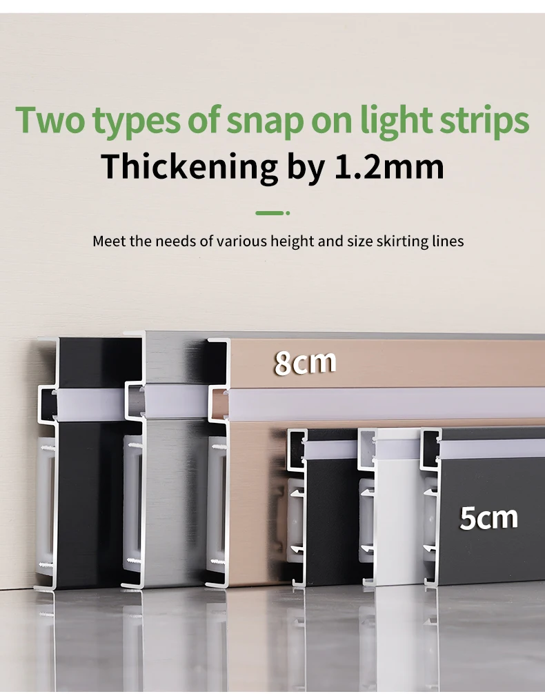 Led Aluminum Skirting Light Profile Wall Skirting Board Baseboard Floor ...