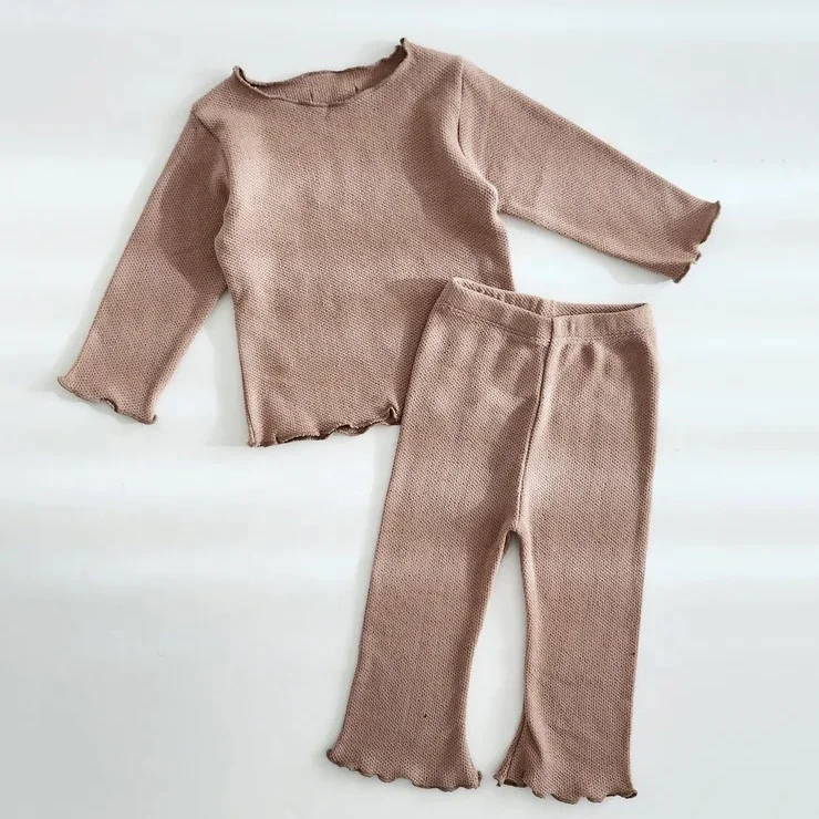 Wholesale Spring Custom Baby Lettuce Edge Top And Flare Pant Toddler ...