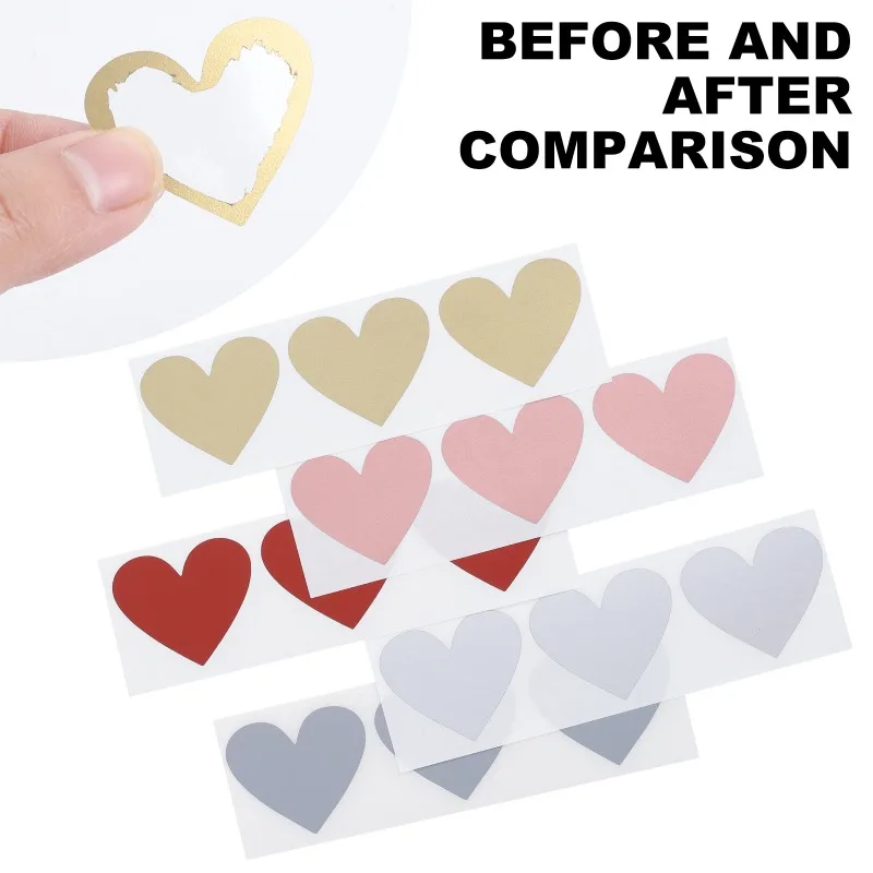 Scratch Off Stickers Self-adhesive Scratch Off Label 30*35mm Heart ...