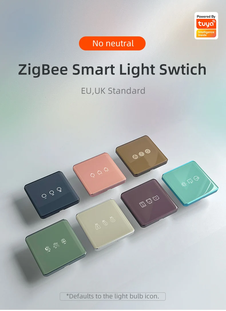 Glass Touch Switch No Neutral Tuya Zigbee Smart Light Switch Magnetic ...