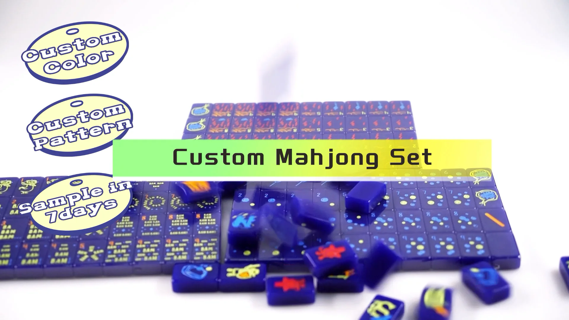 160 Tiles American Mahjong Game Set Blue Engraved Mah Jong Tiles ...