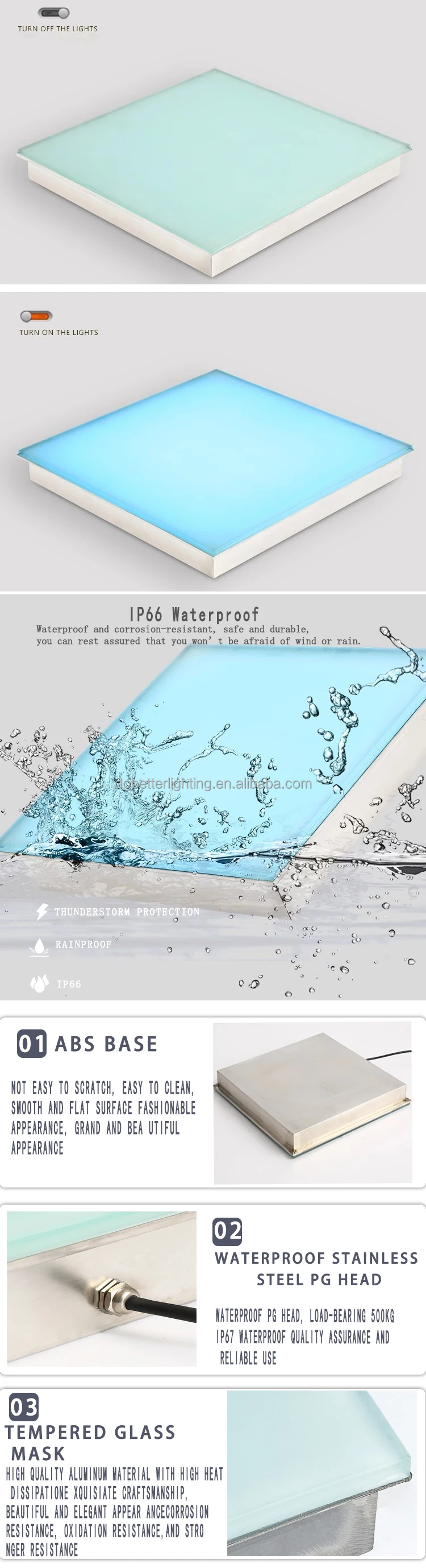 square Led 30cm 50CM Light Floor Tile Light for Disco Interactive Prop ...