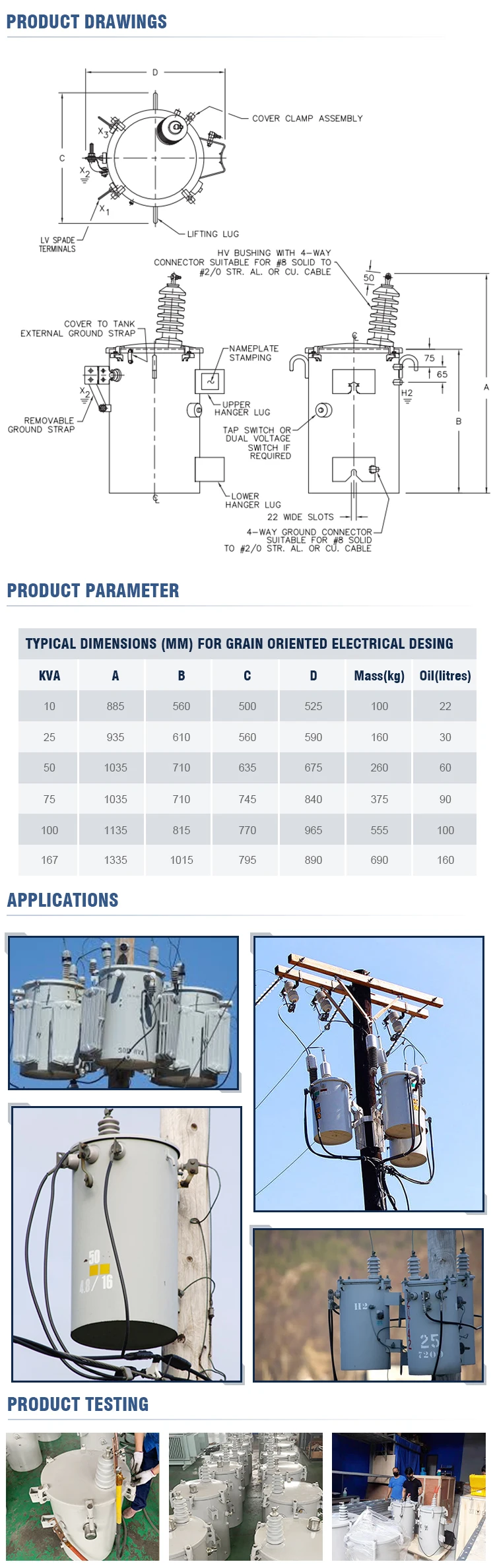 5kva 10kva 15kva Pole Mounted Distribution Conventional Transformer ...