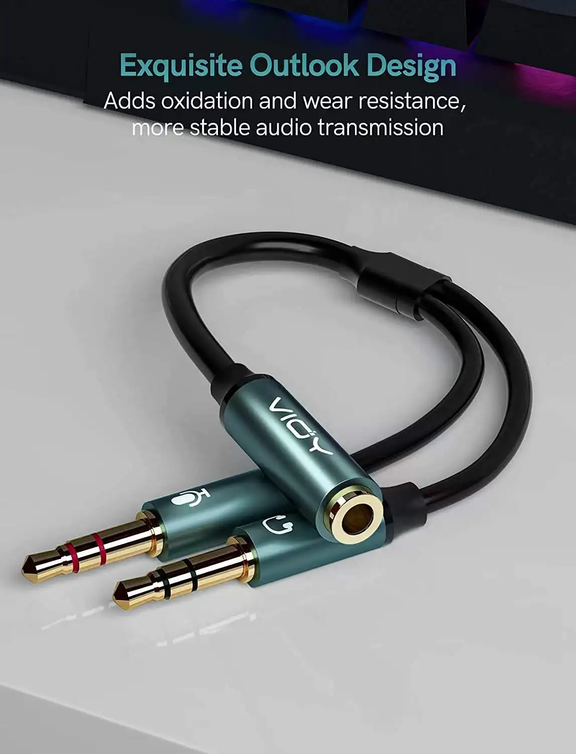 Headphone Splitter Male Headphone Mic Audio Y Splitter Cable Female For ...