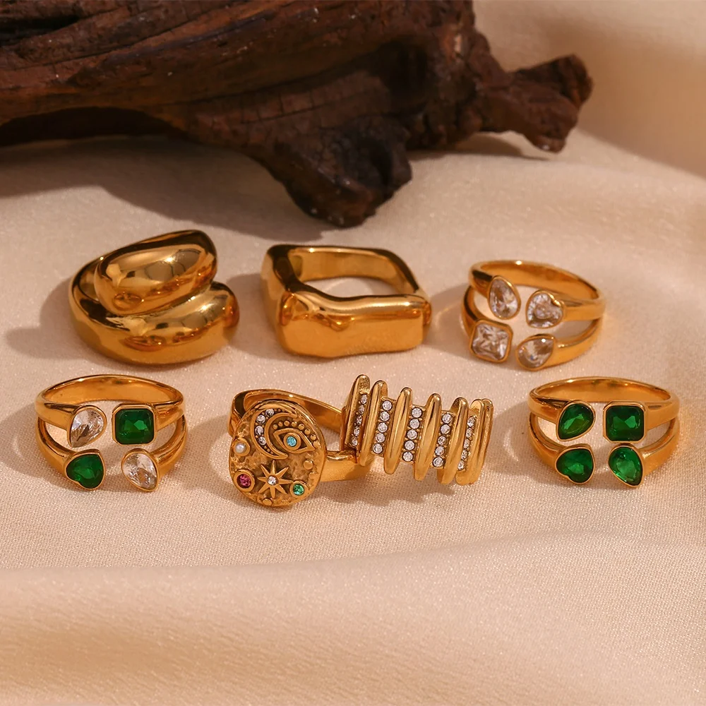 Dreamshow Tarnish Free Ring Set Shining Rhinestone Zircon Waterproof ...