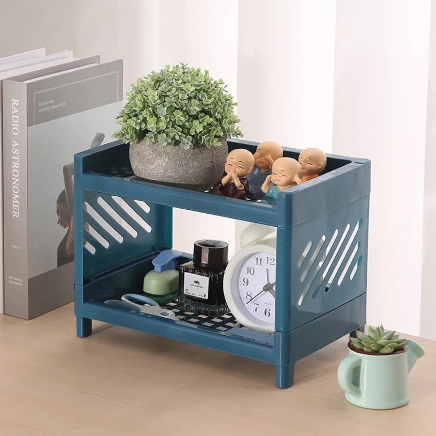 Double-layer Desktop Storage Rack Kitchen Storage Rack Office Storage ...