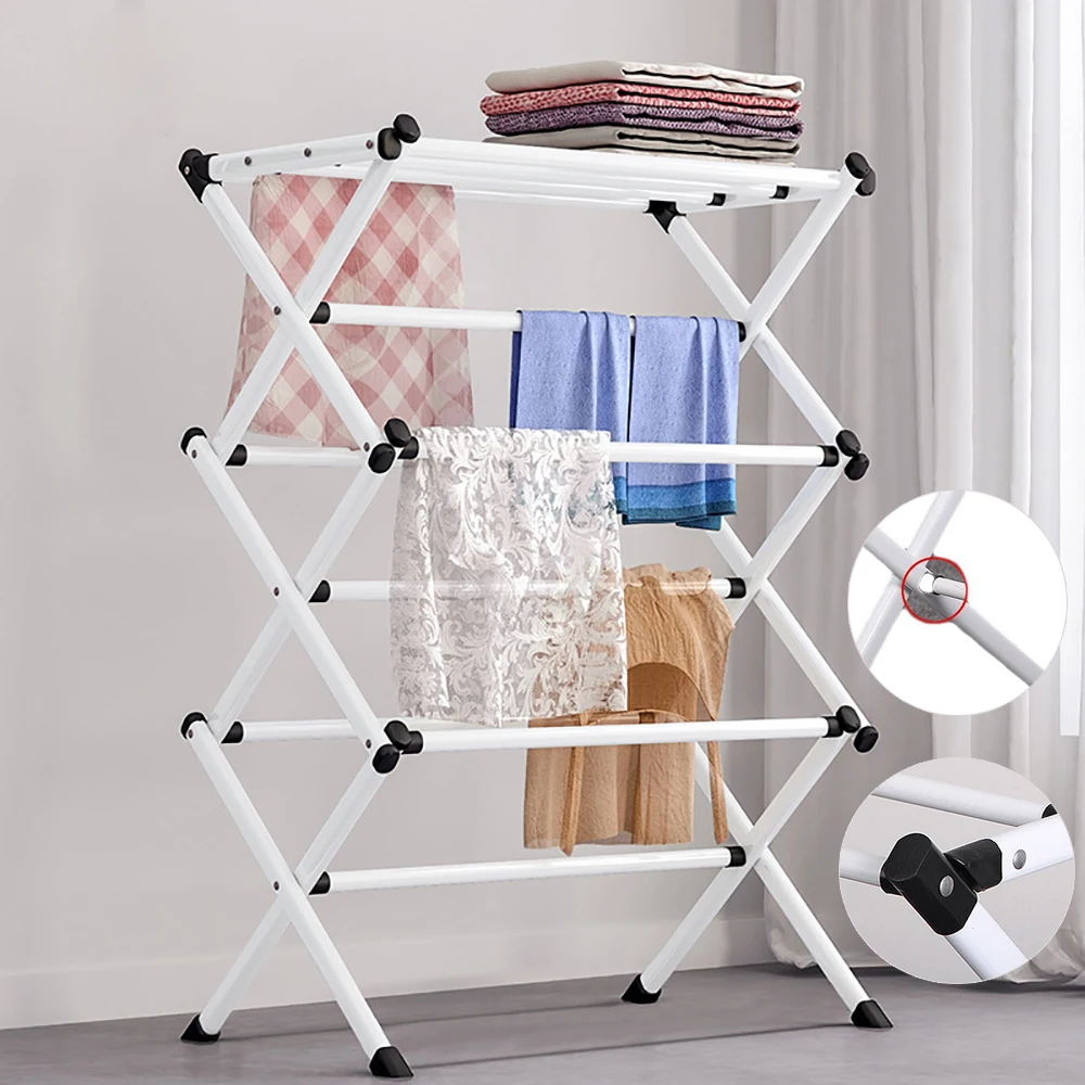 Professional 3 Tier Extendable Clotheshorse Customized Color Cloth Rack ...