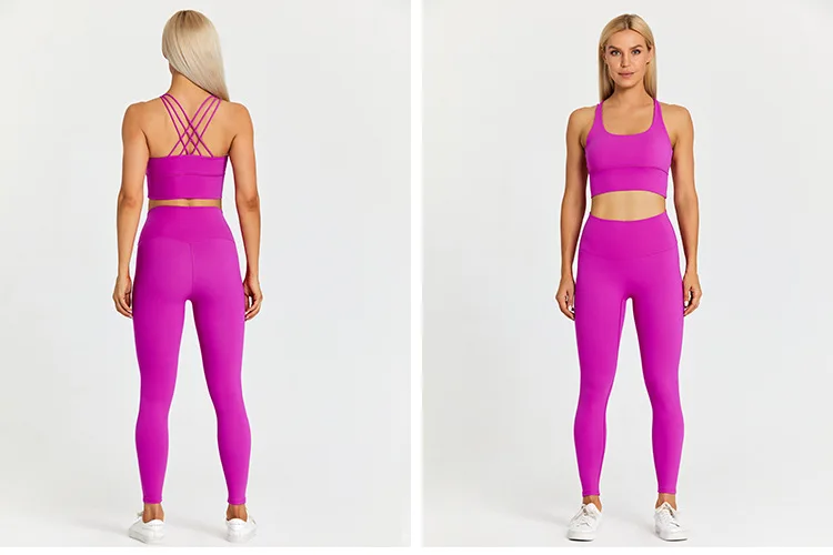 Women's 2 Piece No Camel Toe Yoga Pants Spaghetti Strap Sports Bra Gym ...
