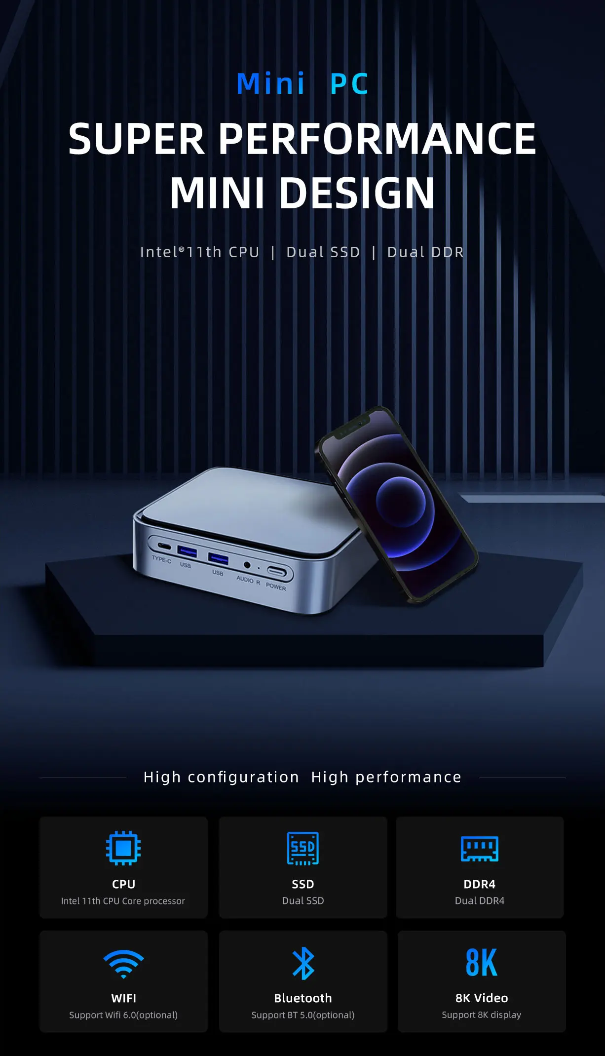 Mini PC I5 1135G7/ I7 1165G7/ I3 10100u Win 10 Wifi 6 Gaming