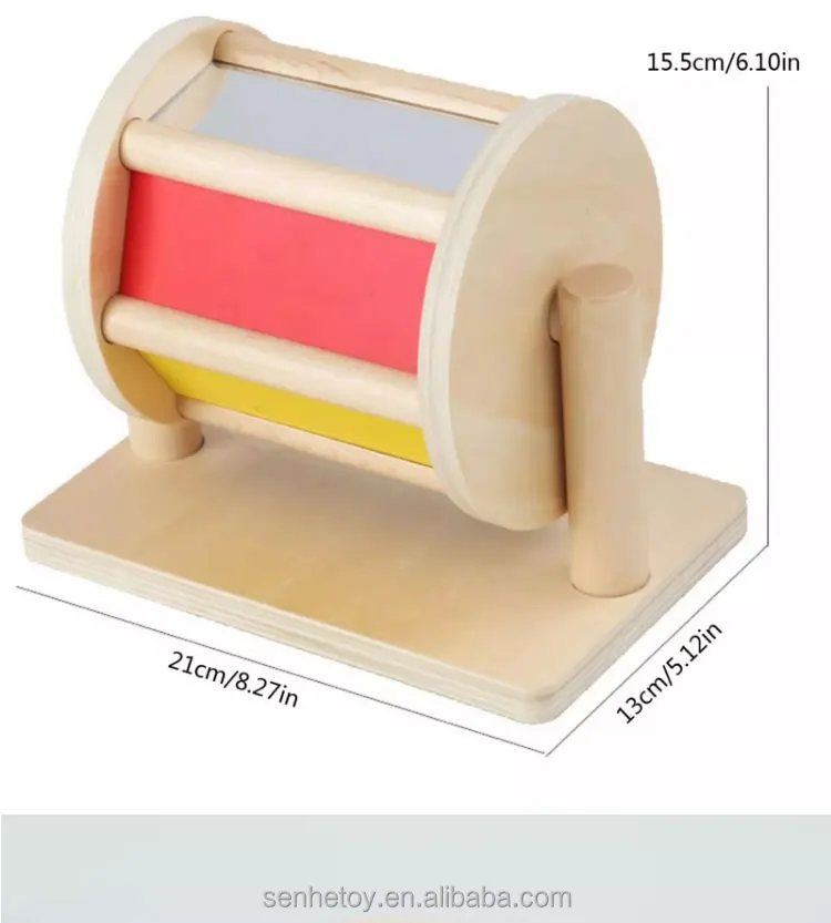 Wooden Montessori Roller Rainbow Drum Toys for Sensory Learning