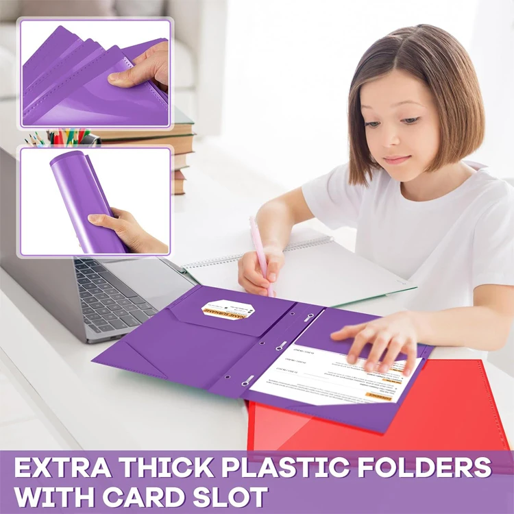 Heavy Duty Plastic Folders With Clear Front Pocket 2 Pocket 3 Hole 3 ...